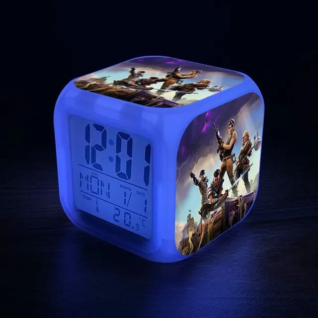 Original luminous alarm clock with Fortnite computer game motif · UZO
