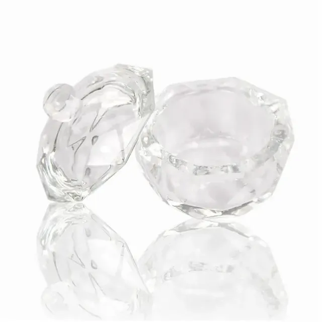 Luxury glass container for acrylic - stylish cut appearance ...