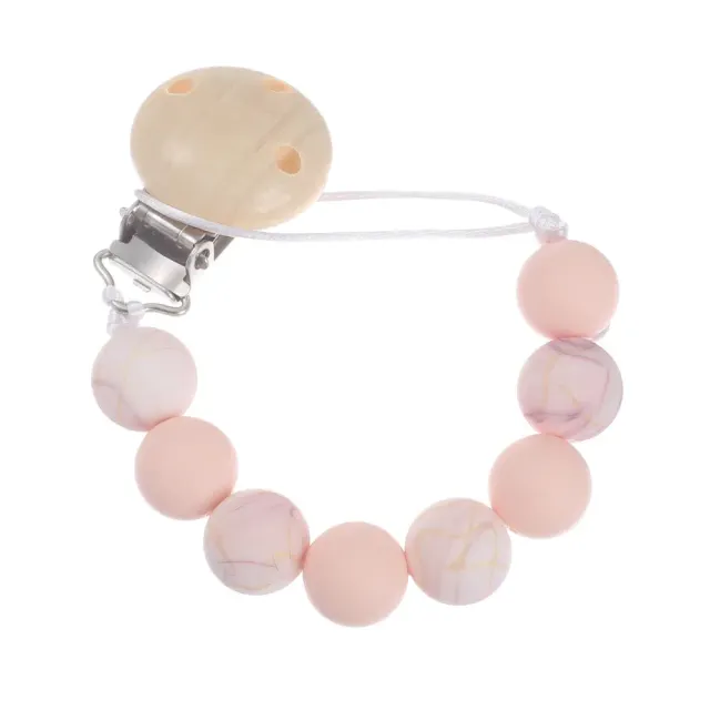 Silicone pacifier clip with coloured beads · UZO