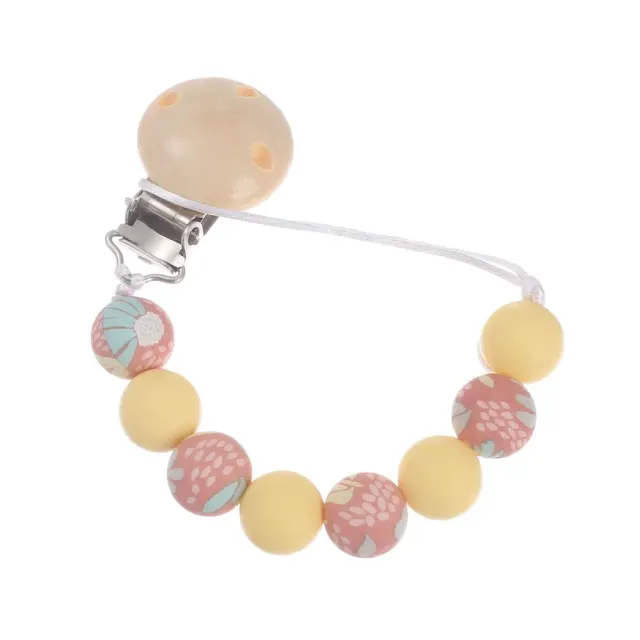 Silicone pacifier clip with coloured beads · UZO