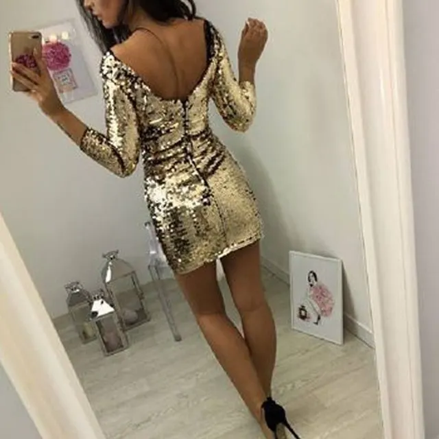 Gold mini dress with sequins · UZO