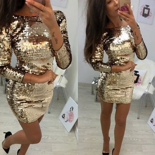 Gold mini dress with sequins · UZO