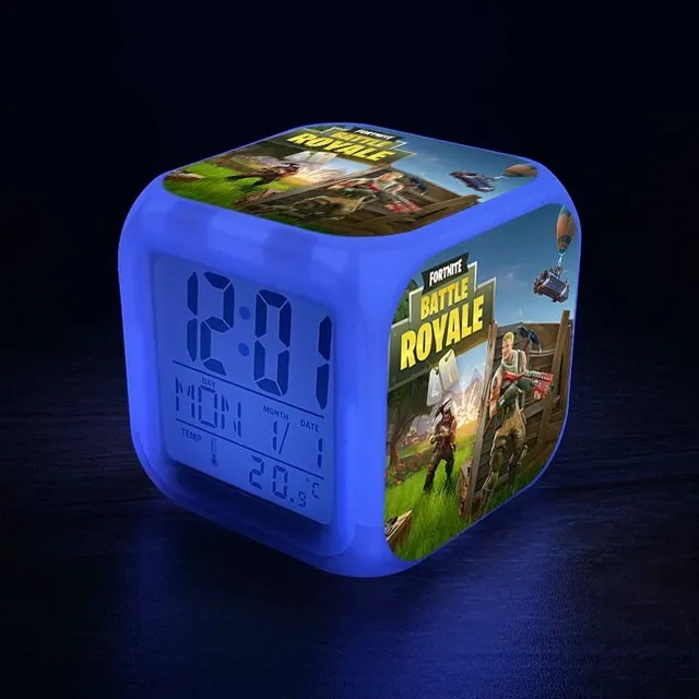 Original luminous alarm clock with Fortnite computer game motif · UZO